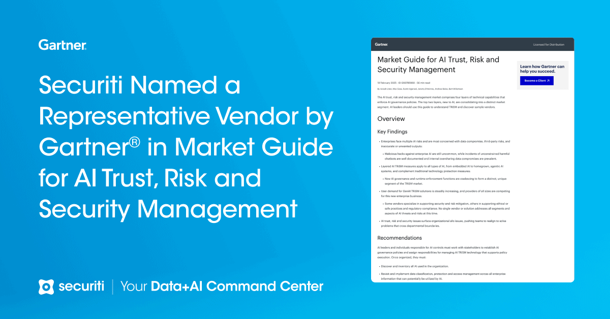 Securiti Named a Representative Vendor by Gartner® in Market Guide for ...